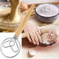 Dough Whisk Dutch Bread Mixer Stainless Hook Wooden Handle Baking Tool ...
