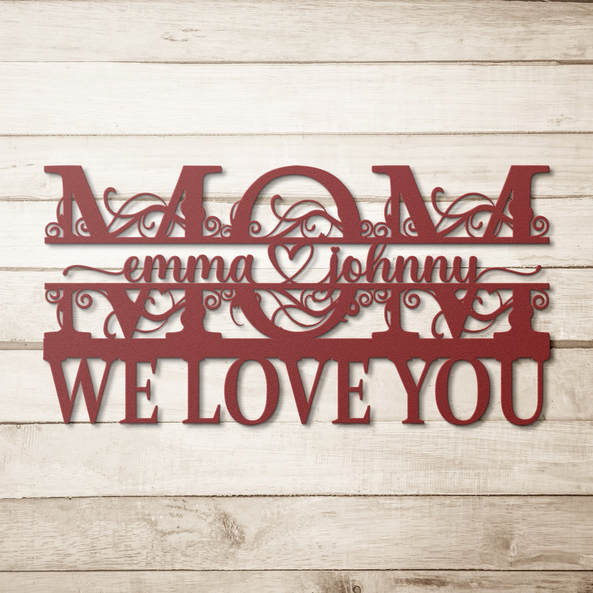 Cool Metal Signs Personalized We Love You MOM Sign with Kids Names in ...