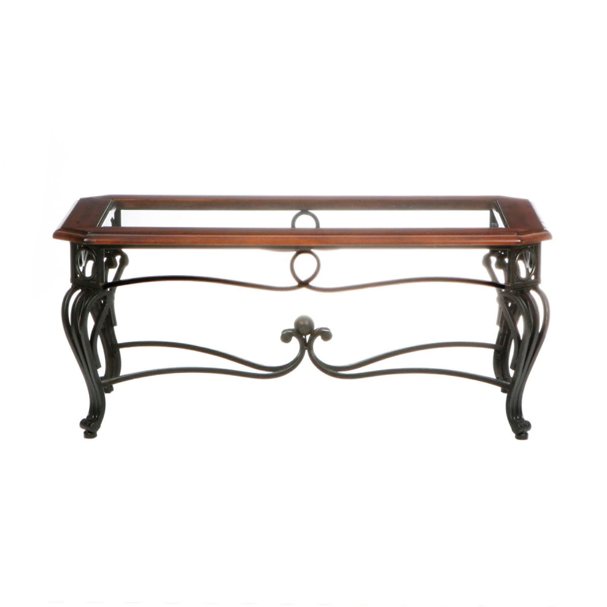 42" Clear and Brown Modern Rectangular Cocktail Table - Walmart.com