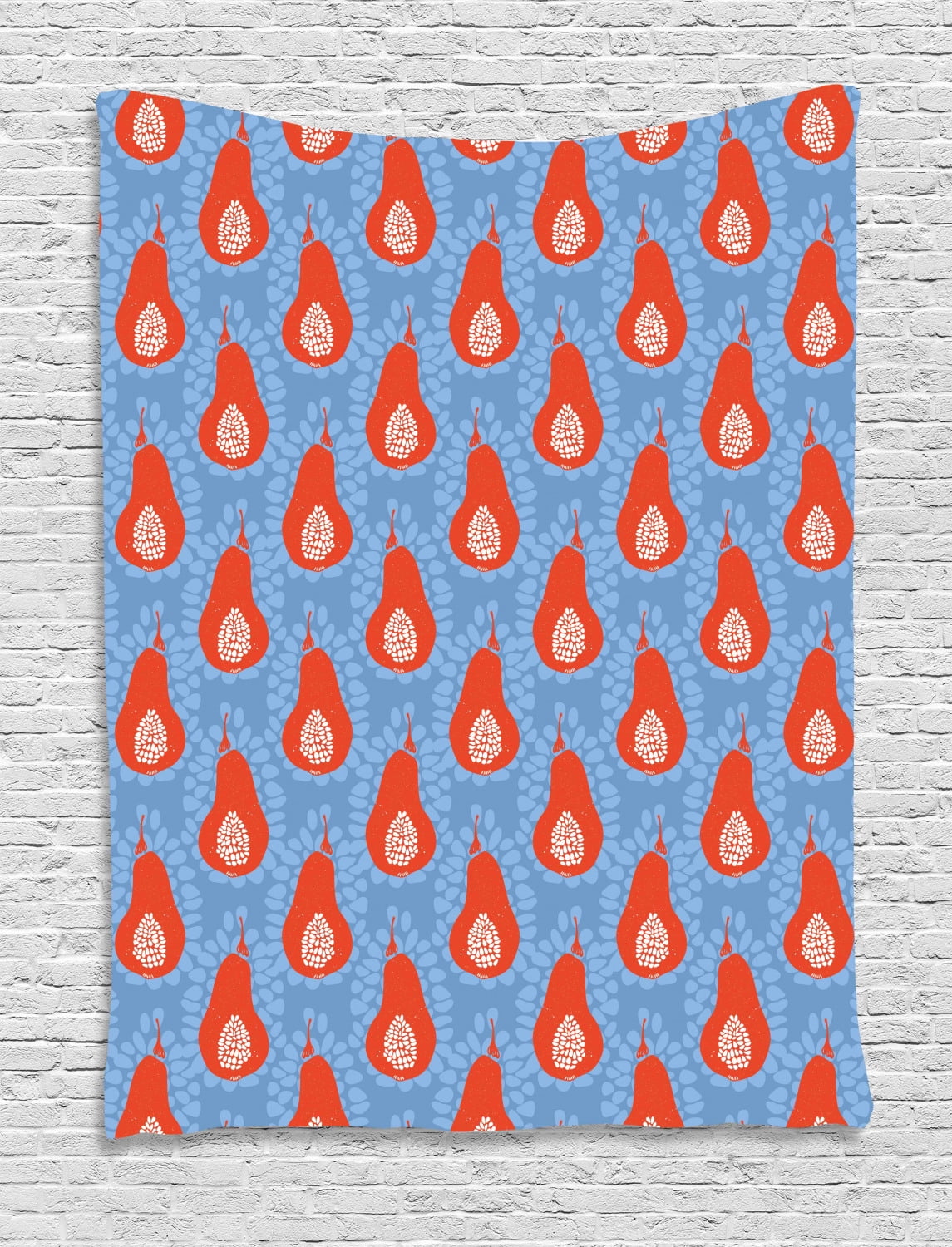 Fruit Tapestry, Natural Theme Food and Hand Painted Pears Pips Abstract ...