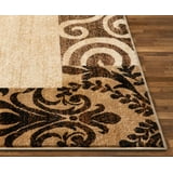 Well Woven Verdant Vines Modern Damask Border Rug Oriental Floral Area ...