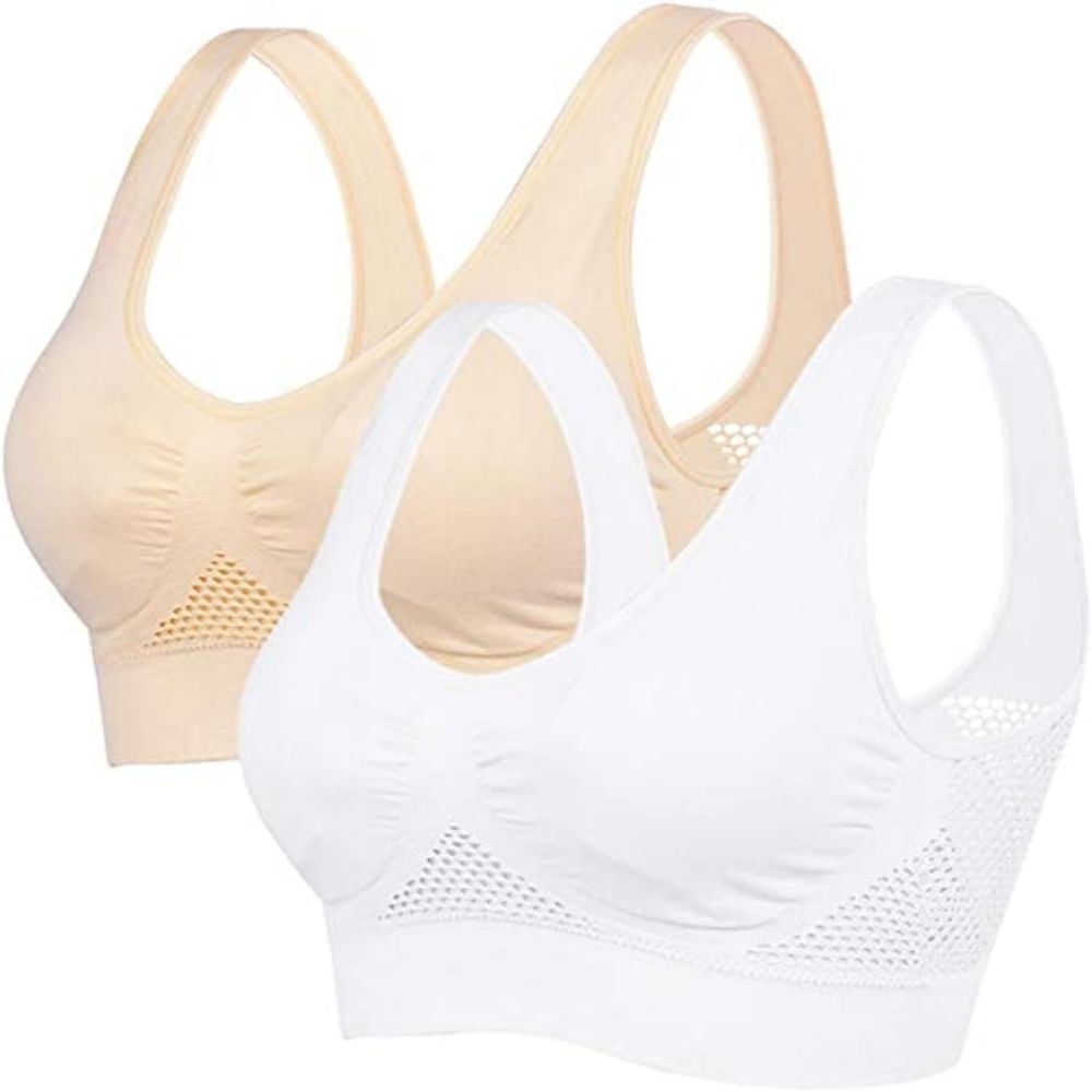 Xihenaier Sports Bras for Girls NoSteel Ring Chest Wrap M 2Pack White ...