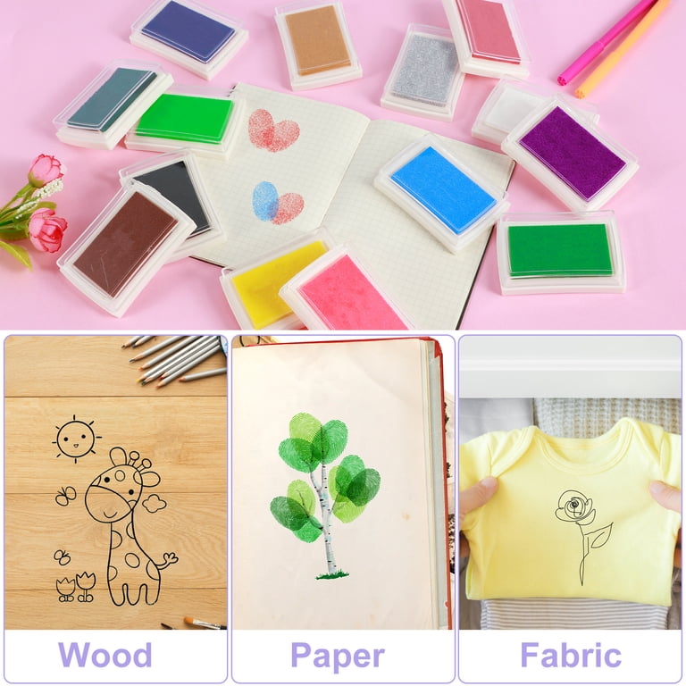 Kids Stamps And Ink Pads Sets Pack Of 8 Green Ink Pads, Fingerprint For ...