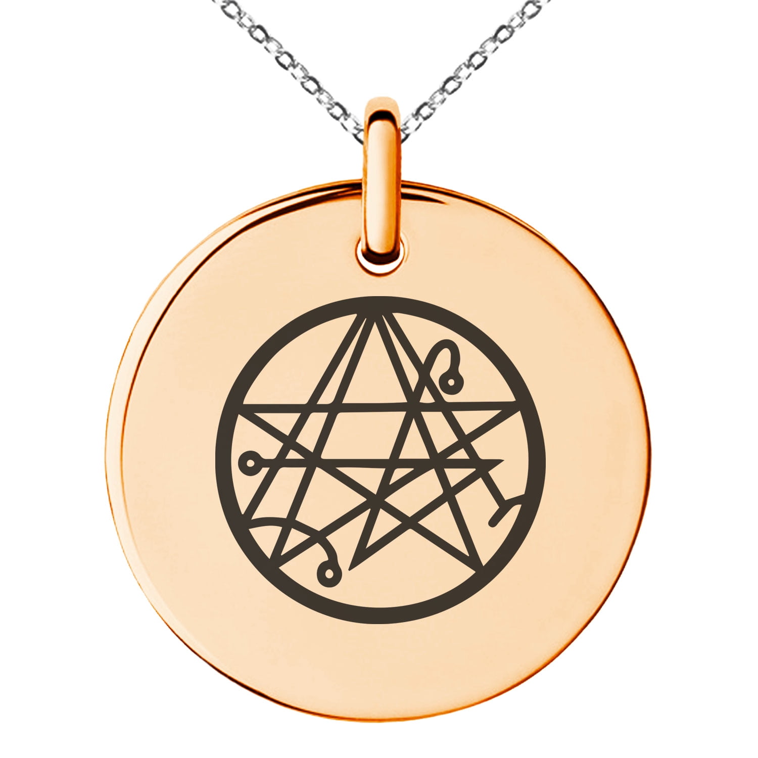 Stainless Steel Necronomicon Talisman Rune Engraved Small Medallion ...