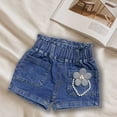 Angala Girls Shorts Floral Applique Jean Shorts Elastic Waist Summer ...