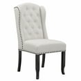 Set of 2 Alen Beige Fabric Dining Chair Wing Chair with Tufted Buttons ...