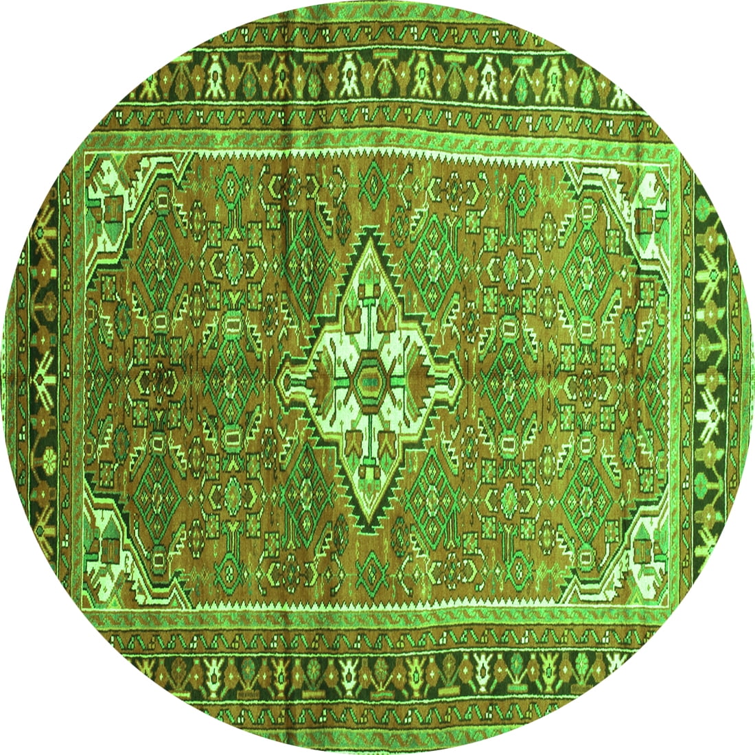 Ahgly Company Indoor Round Persian Green Traditional Area Rugs, 8 ...
