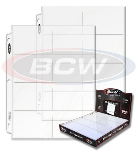 BCW Box of 100 BCW Pro 8-pocket Pages,4 1/8" X 2 3/4" - Eight Pockets ...