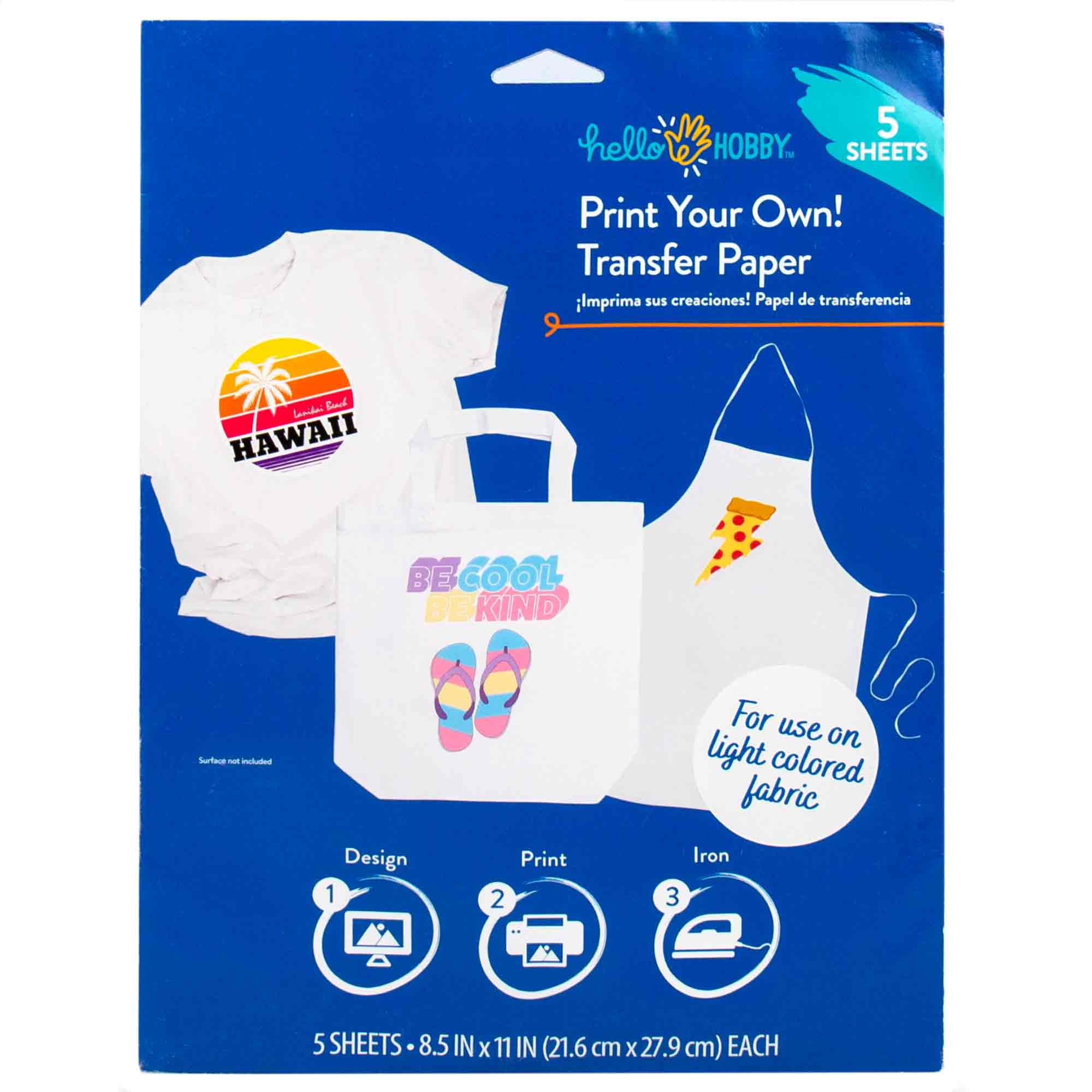 Hello Hobby Print Transfer Sheets For Light Colored Fabrics For Use