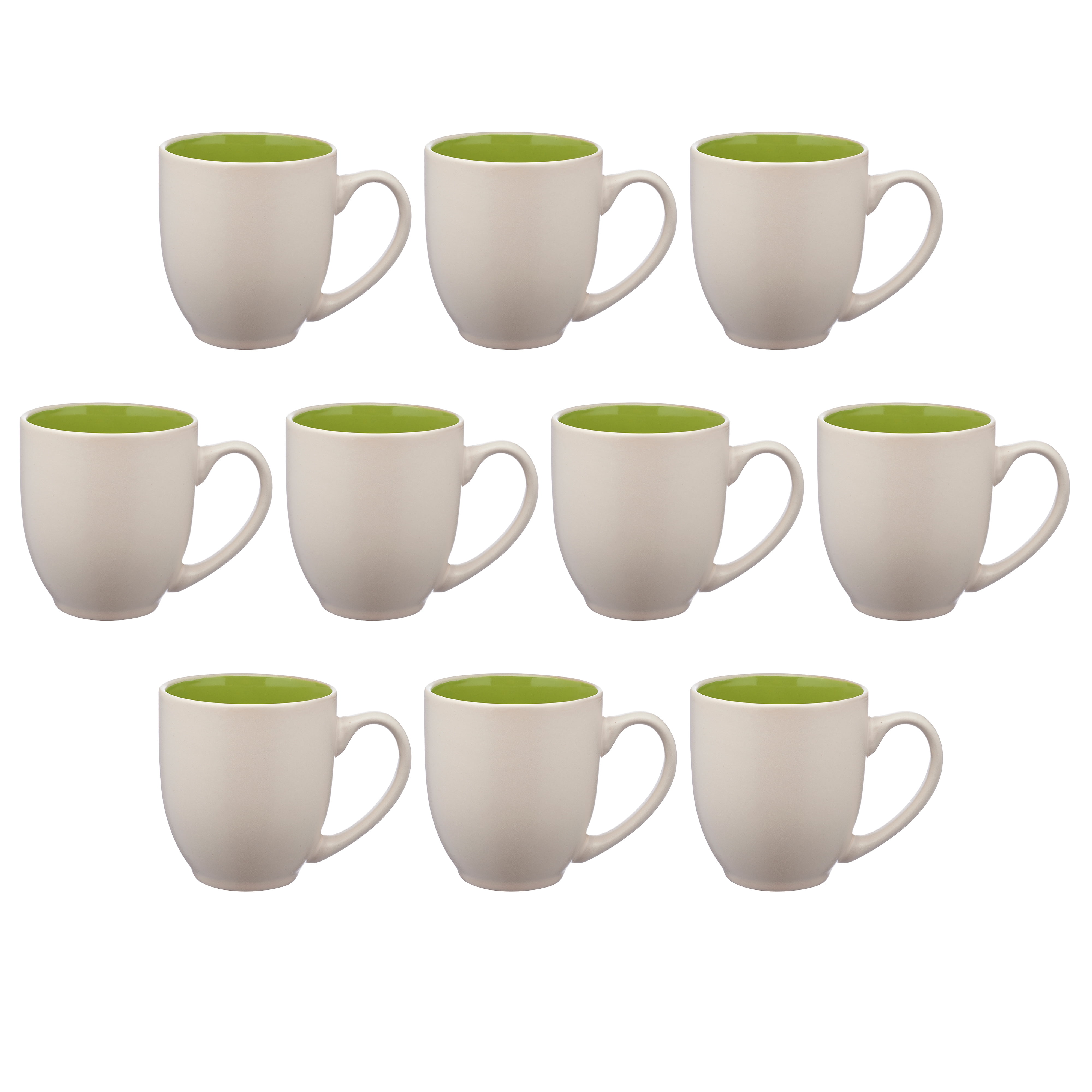 10 Carter Creme Bistro Ceramic Mugs Set, 16 oz. - Coffee, Smooth ...