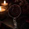 Black Rose Badge Reel, Dark Feminine Gothic Rose Aesthetic Retractable ...
