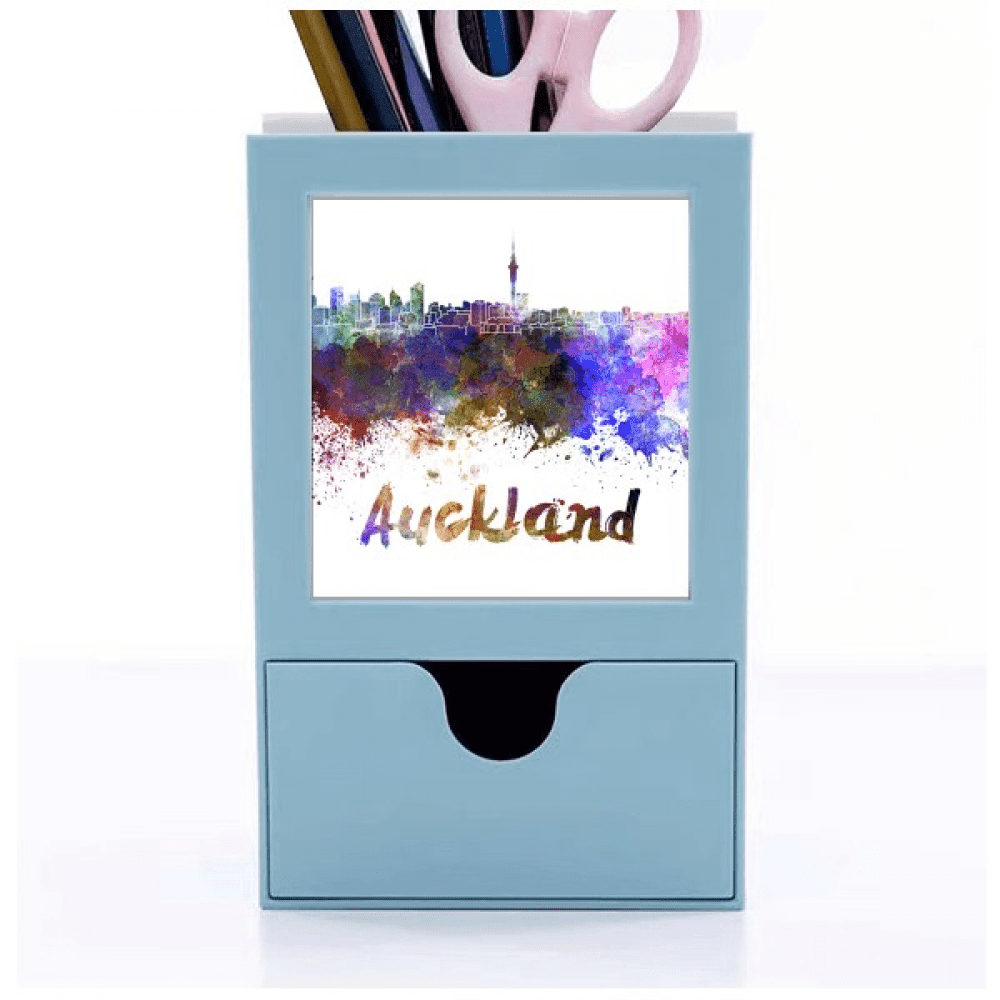 Auckland New Zealand City Watercolor Desk Supplies Organizer Pen Holder ...