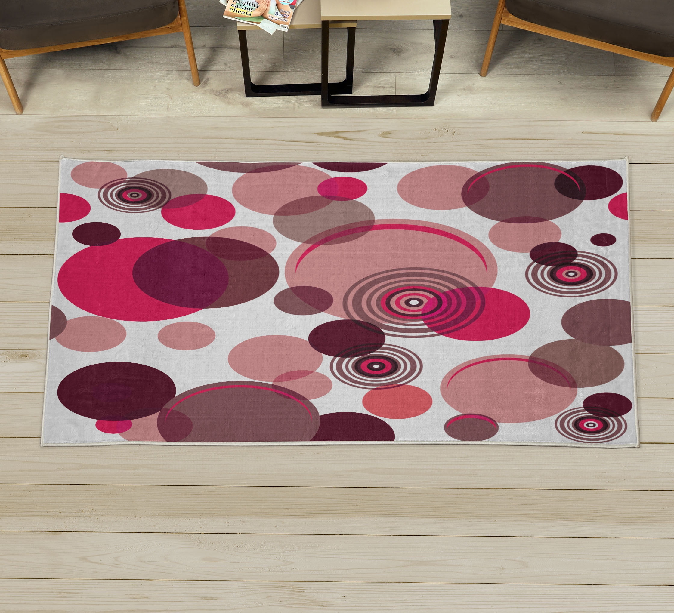 Earth Tones Decorative Rug, Abstract Pastel Pattern with Overlapping ...