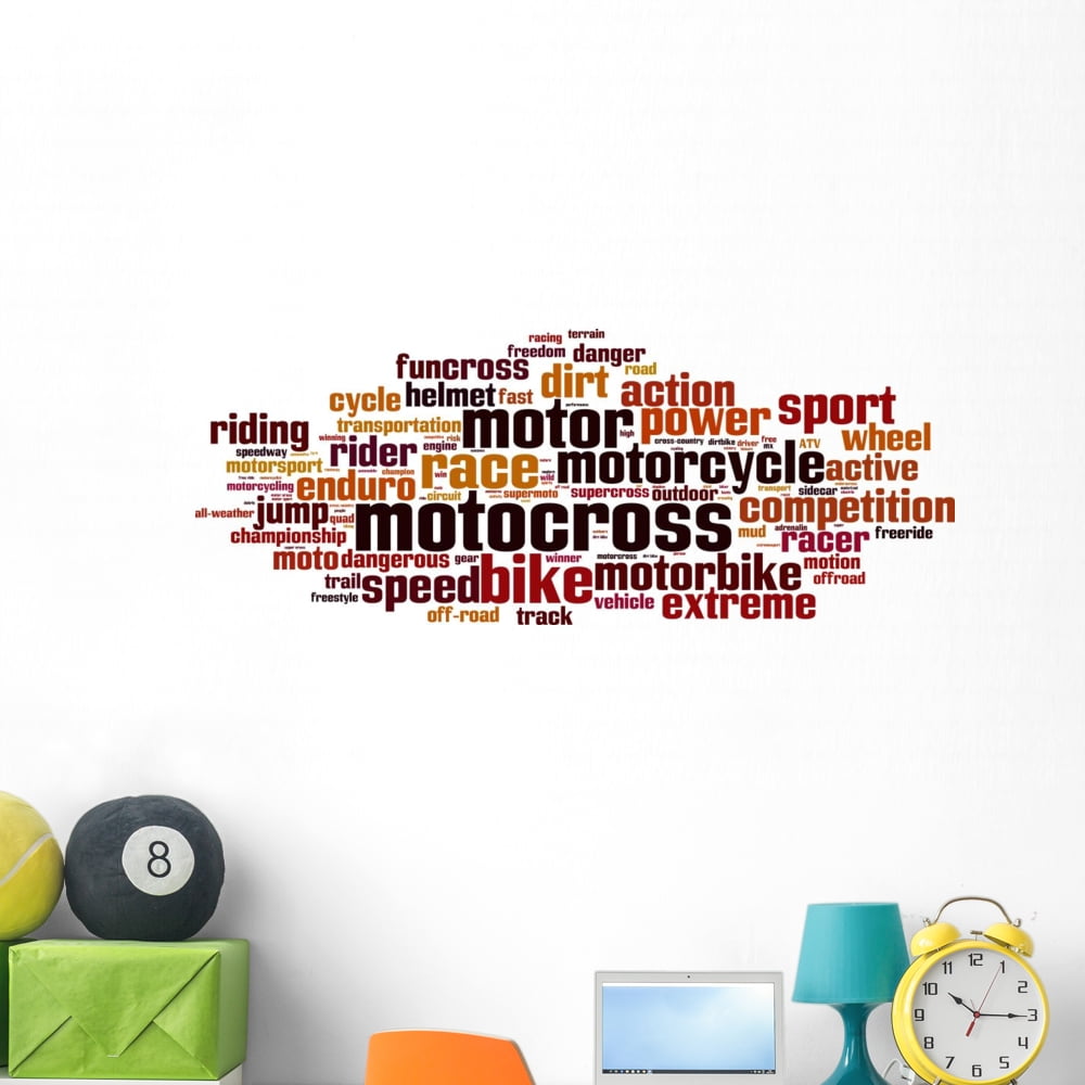 Motocross Word Cloud Concept Wall Mural Decal Sticker, Wallmonkeys Peel ...