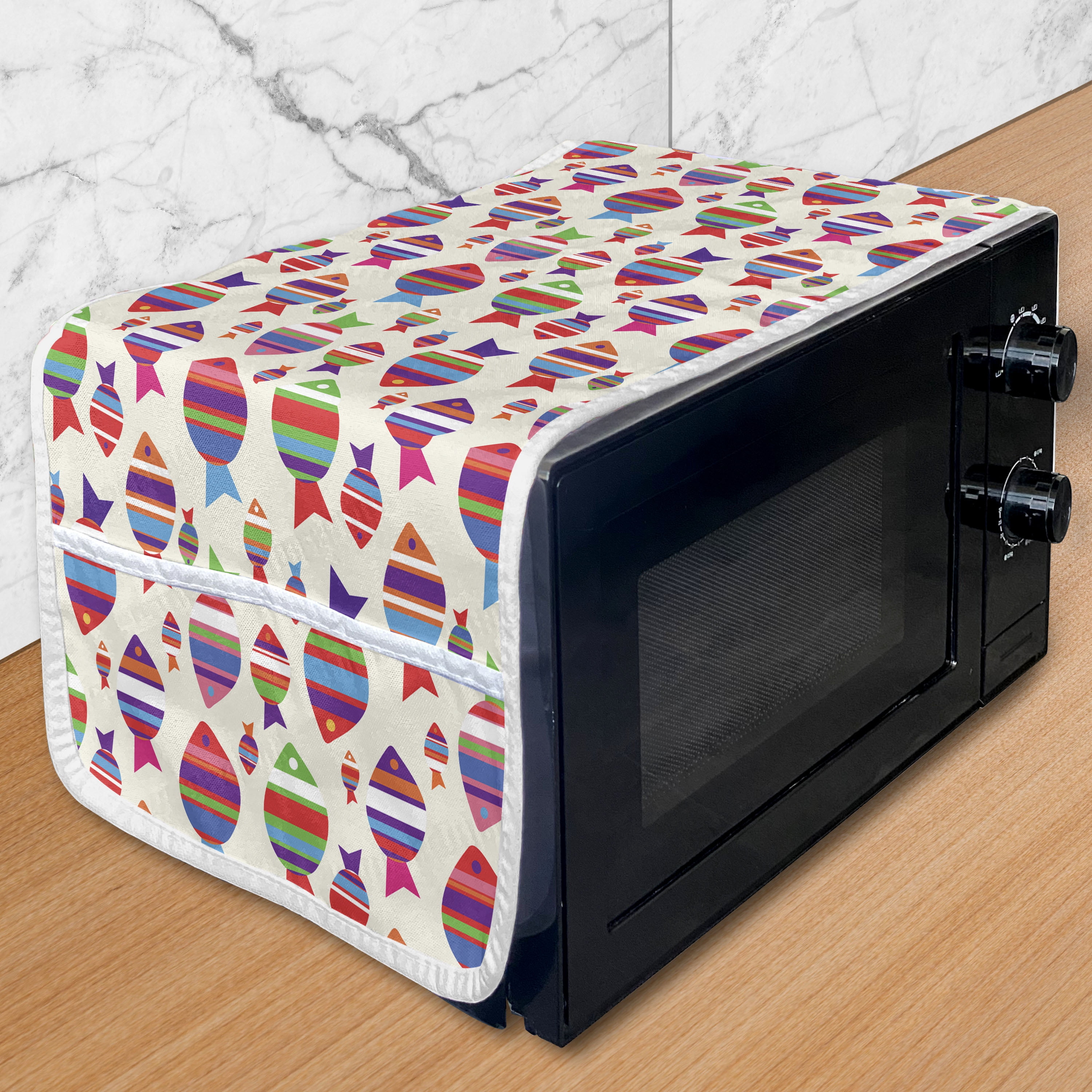 Fish Microwave Oven Cover, Underwater Aquarium Inspired Pattern with ...