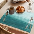 Abstract Ocean Cotton Linen Placemats Set of 12, Teal Gradient Oil ...
