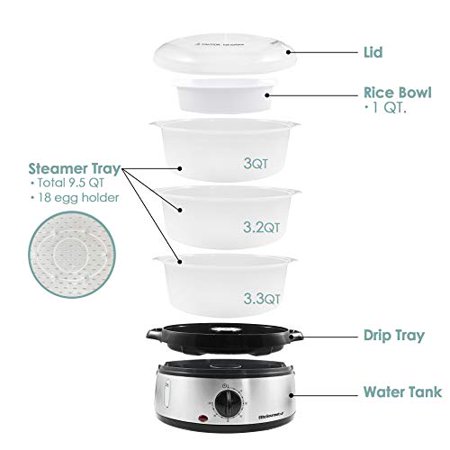 Elite Gourmet Maxi-Matic Electric Food Vegetable Steamer with BPA-Free ...