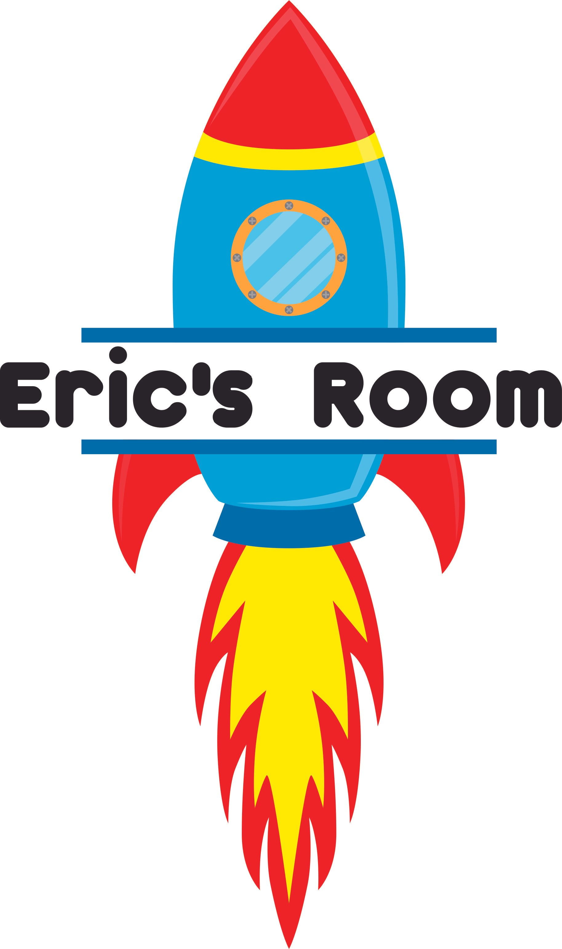 Custom Name Vinyl Wall Decal for Home - Rocket Zooms To Space Launch ...