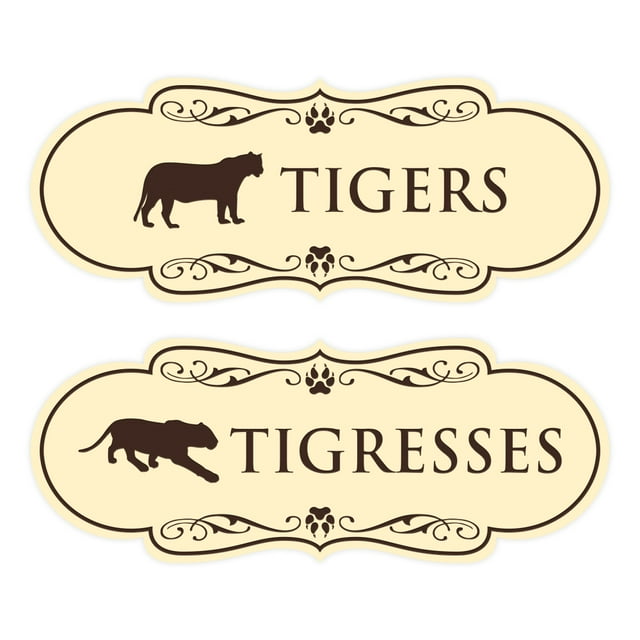 Designer Tigers and Tigresses, Novelty Restroom Signs, Set of 2 (Lt ...