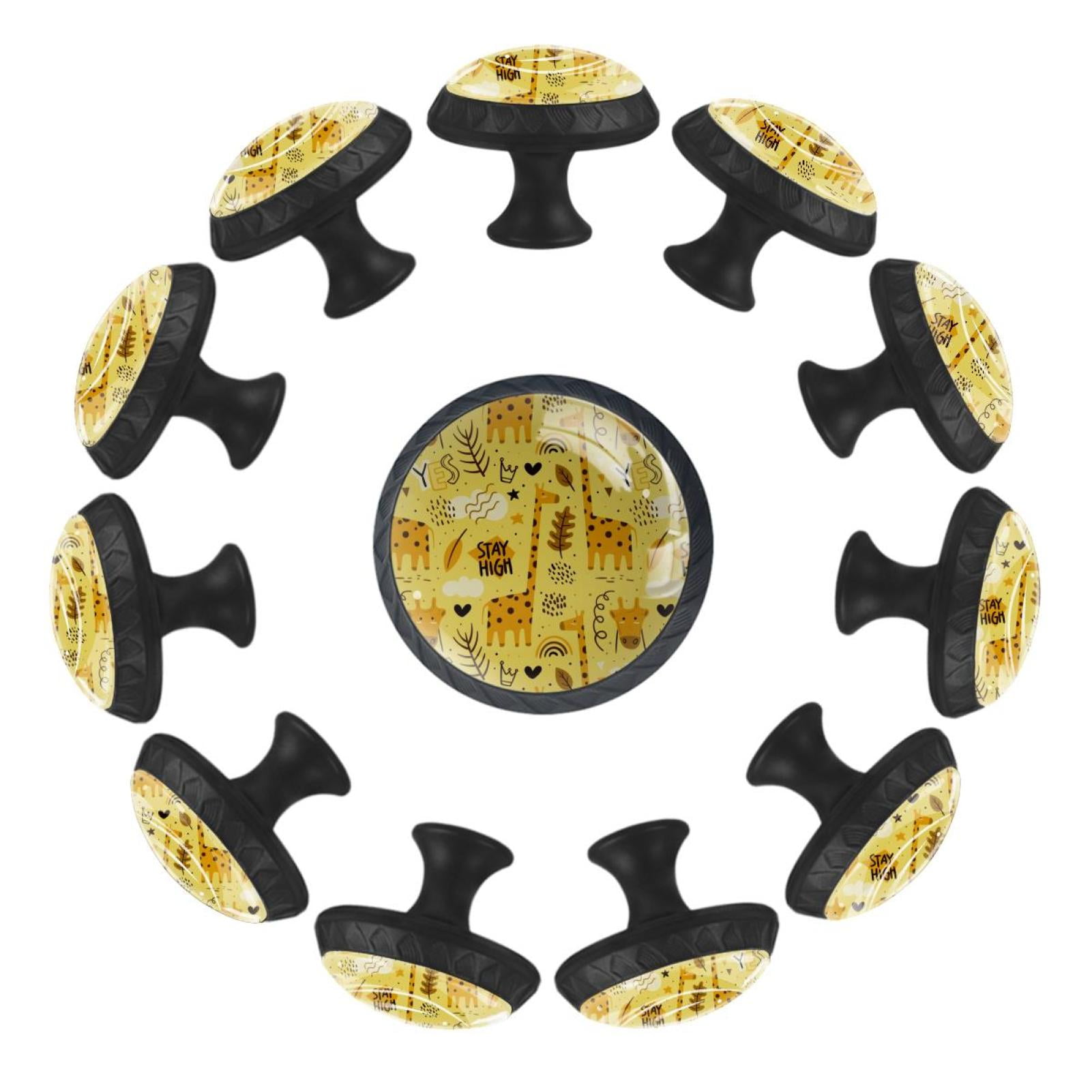 12 Pack Round Crystal Glass Knobs Doodle Giraffe YES Heart Pull Handle ...