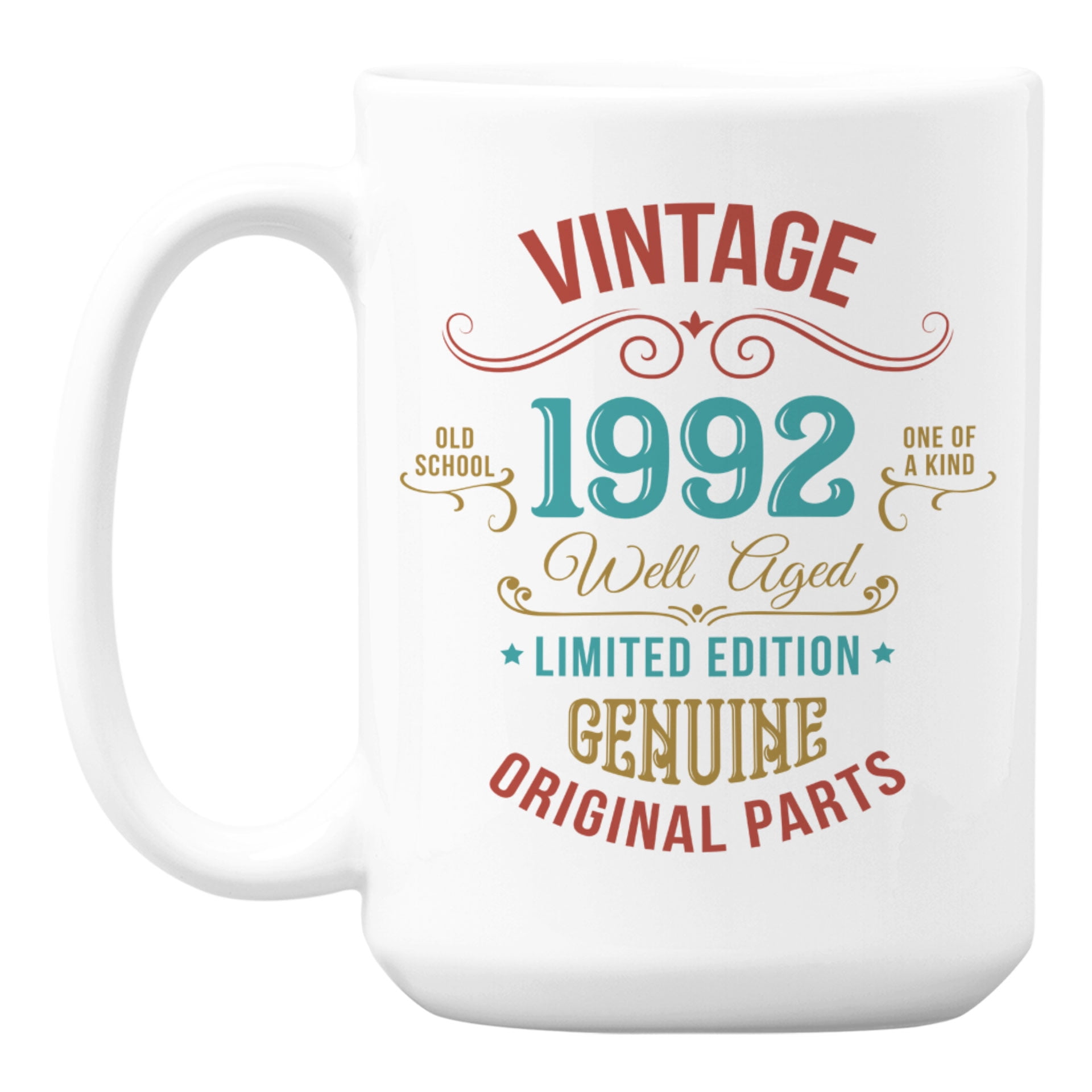 Vintage 1992, Well Aged, Birthday Year White Ceramic Coffee & Tea Mug ...