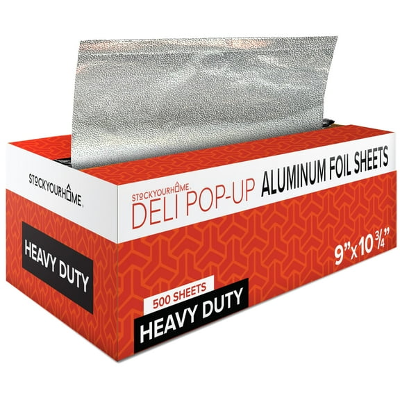 9' Ultra Heavy Duty Pop Up Deli Aluminum Foil, 500 Count Pre-Cut Sheets ...