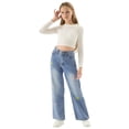 CAIVO Child Girls Embroidered Star Blue Denim Pants Casual Jeans For ...
