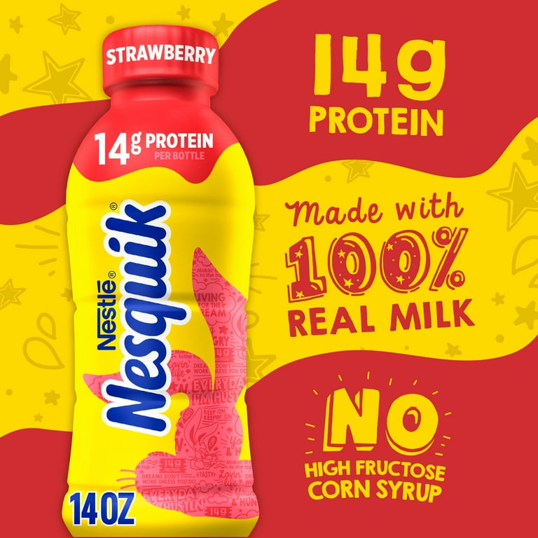 Nesquik Strawberry Milk Bottle Nestle Nesquik Chocolate Lowfat Milk