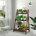 Topbuy Folding Garden Wood Flower Pot Shelf 3 Tier Display Rack ...