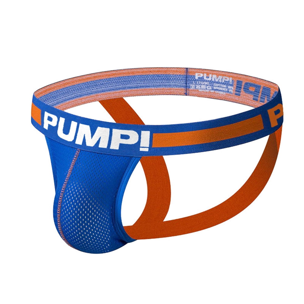 Mizok Mens Jockstrap Underwear Sexy Breathable Jock Strap Orange Blue