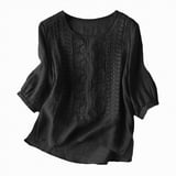 WUANDIXFA Long Sleeve Workout Tops Women Linen Shirts for Women Retro ...