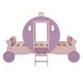Twin size Princess Carriage Bed with Crown,Wood Platform Car Bed with ...