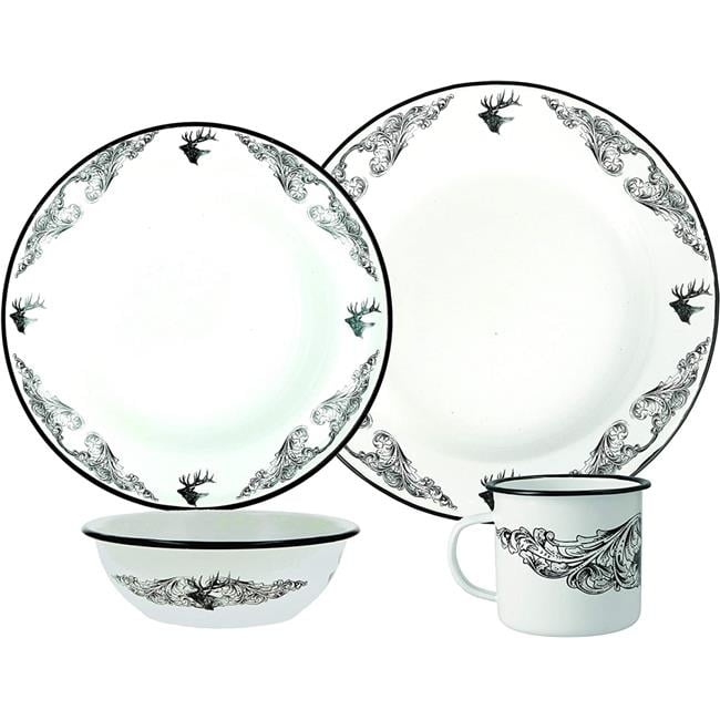 Utica USA 412005 16 Piece Wildlife Enamelware Dinnerware Set - Walmart.com