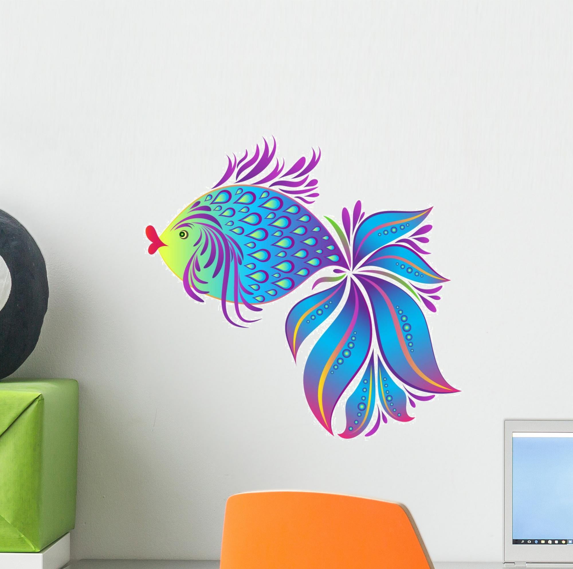 Blue Fish Wall Decal Sticker by Wallmonkeys Vinyl Peel & Stick Graphic ...