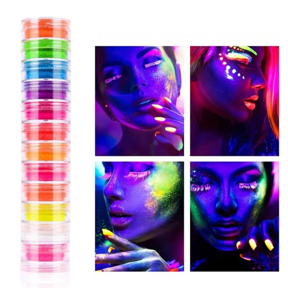 Luminous Neon Powder Nail Powder Neon Effect Sparkly Gradient Nail Art ...