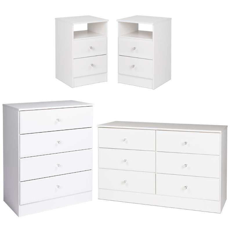 Home Square 4-Piece Set with 2 Nightstands Double Dresser & 4-Drawer ...