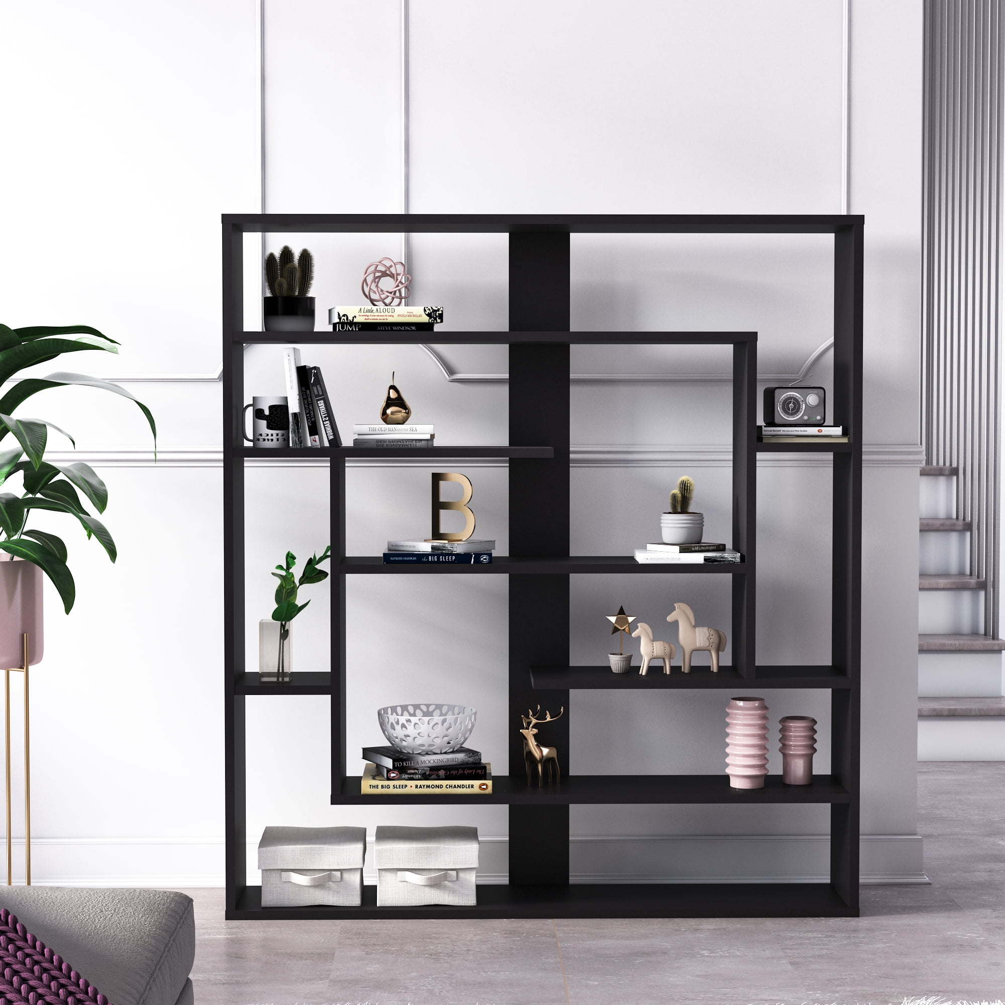 MinimaDecor Sebastian 51 inches Bookcase with 5 Shelves, Freestanding ...