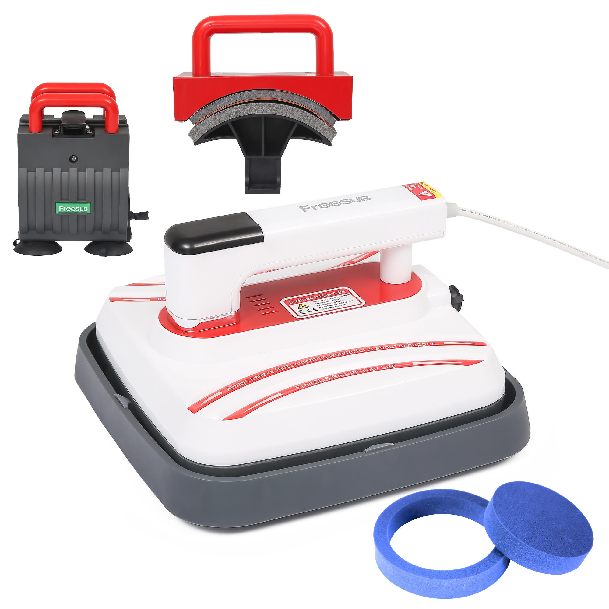 Portable Heat Press Machine Kit with Cap & Mug Press Attachment, 10" x ...