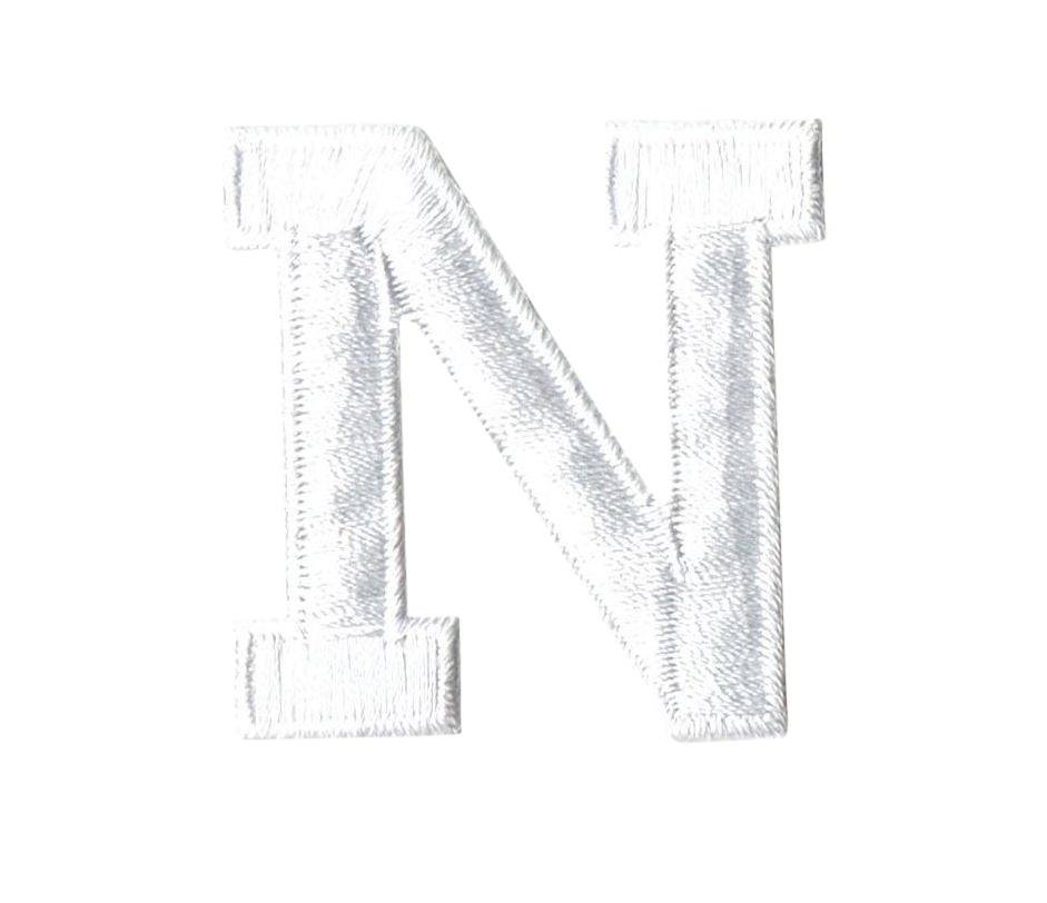 Alphabet Letter - N - Color White - 2" Block Style - Iron On ...
