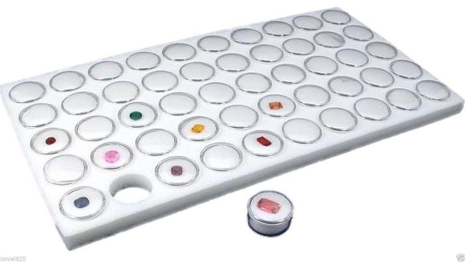 New 50 White Foam Gem Jars Gemstone Storage Display Tray Insert ...