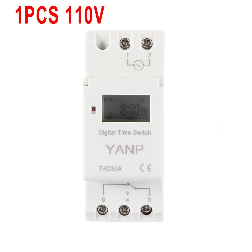 1 Piece Thc 30A Din Rail Programmable Digital Time Switch Controlled Timer - Walmart.com