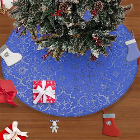 48 inches Xmas Tree Skirts Snowflakes Blue Tree Skirt for Christmas ...