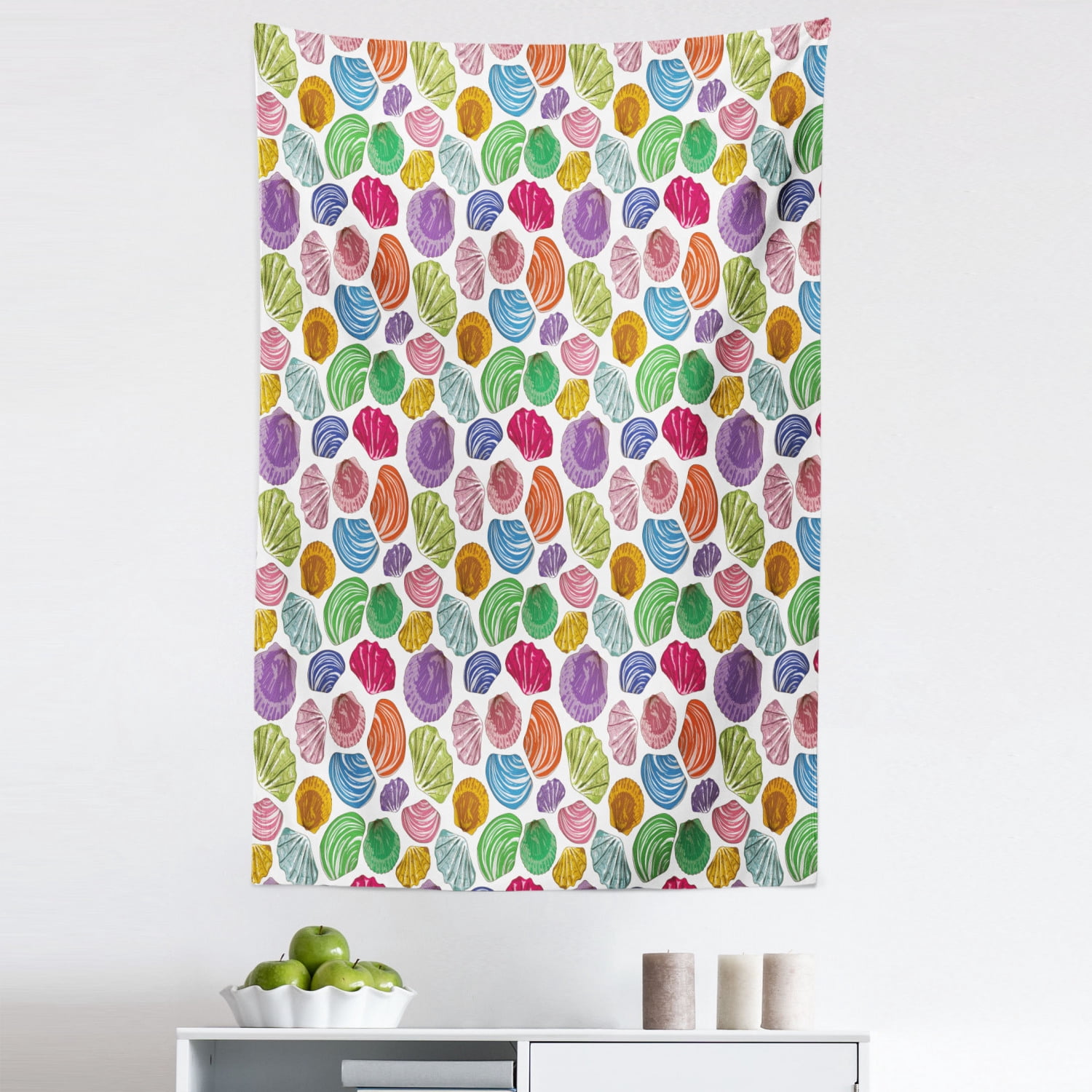 Sea Shells Tapestry, Colorful Hand Drawn Shells Summer Season Inspired ...