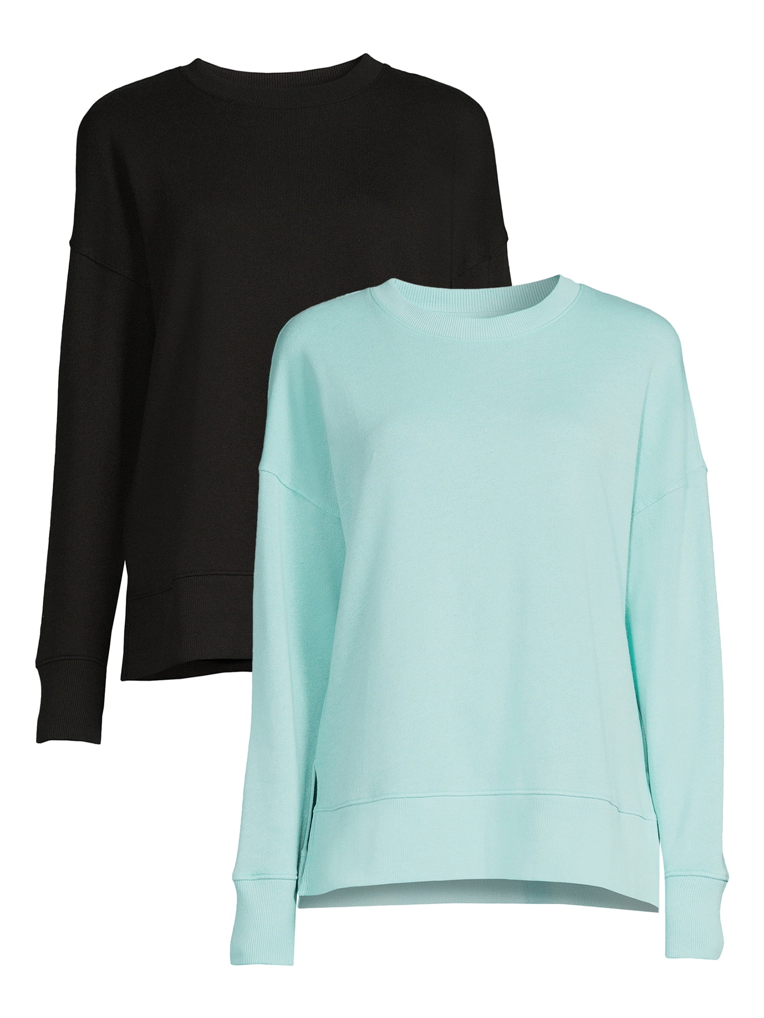 Time and Tru Women's Garment Wash Sweatshirt, 2-Pack - Walmart.com