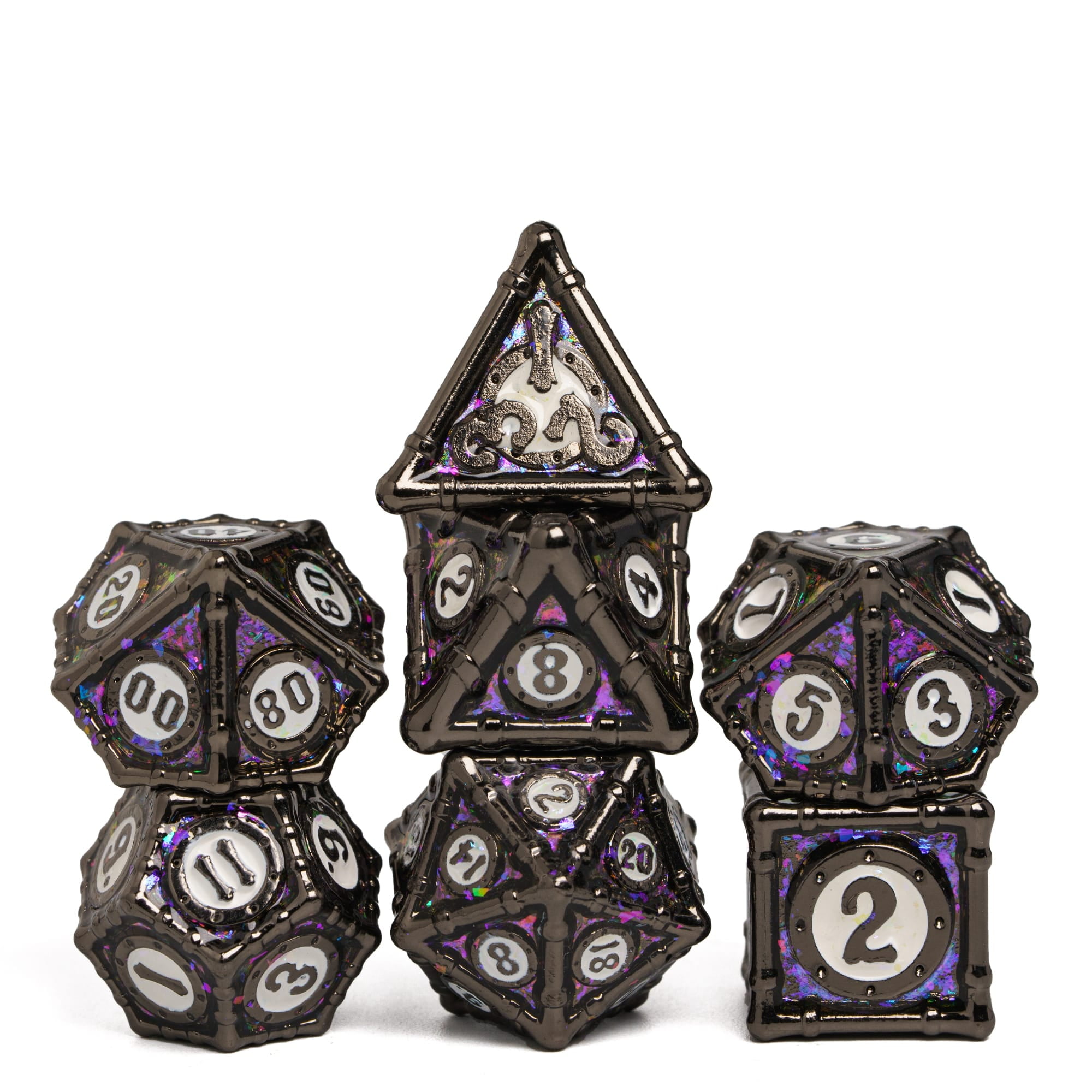 Cusdie 7 Pcs DND Metal Dice, Steampunk Style Polyhedral Dice Set, Metal ...