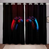 Botoutin Gaming Curtains, 42W x 63L Inches, Black Red Gamer Decor ...