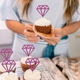 24 Pack Diamond Cupcake Toppers Glitter Diamond Cupcake Picks for ...