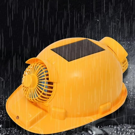Yellow Solar Powered Cooling Fan Safety Hardhat Professional for ...