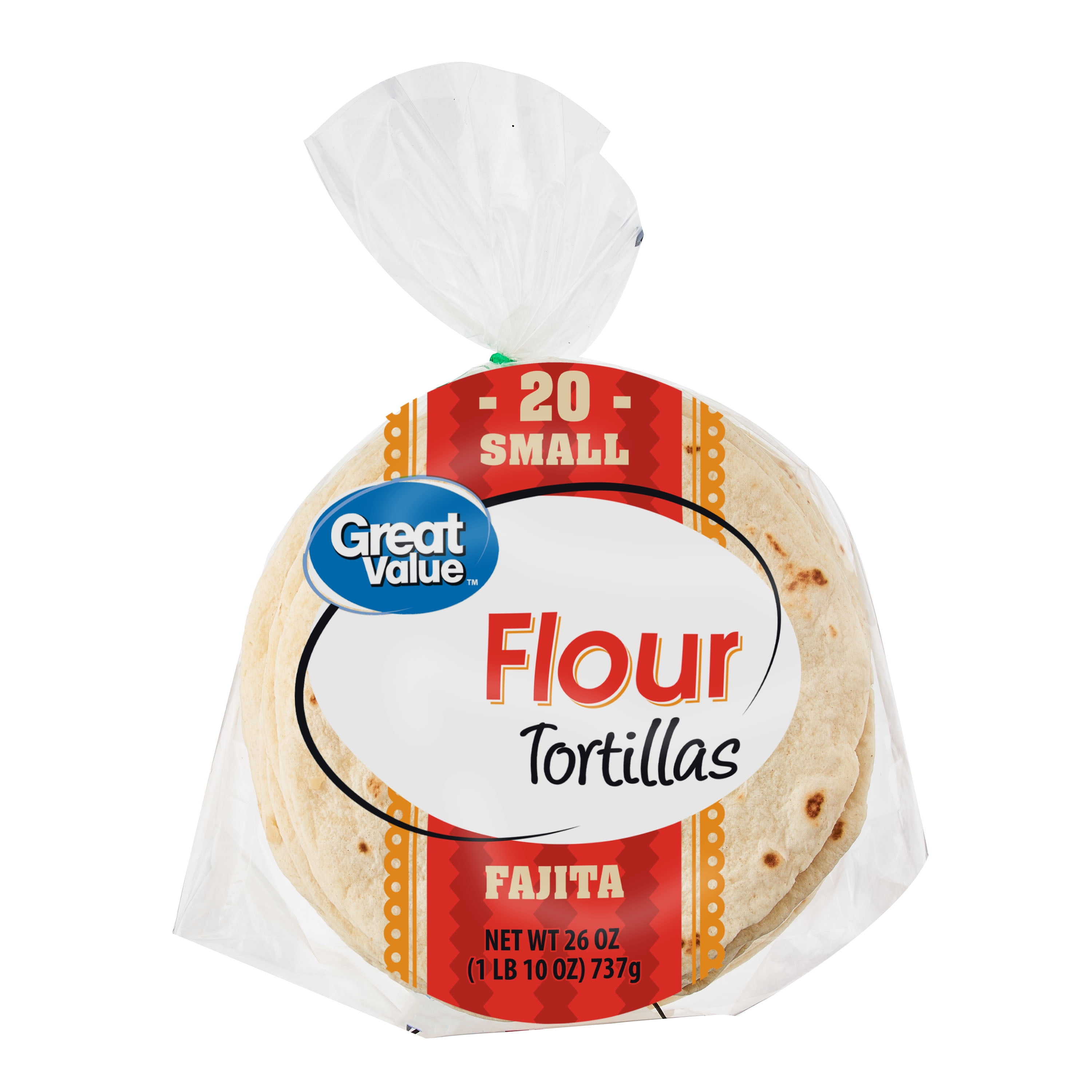 Great Value Small Fajita Flour Tortillas, 26 oz, 20 Count - Walmart.com