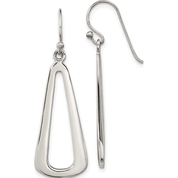 Sterling Silver Polished Teardrop Dangle Shephard Hook Earrings (42 X ...